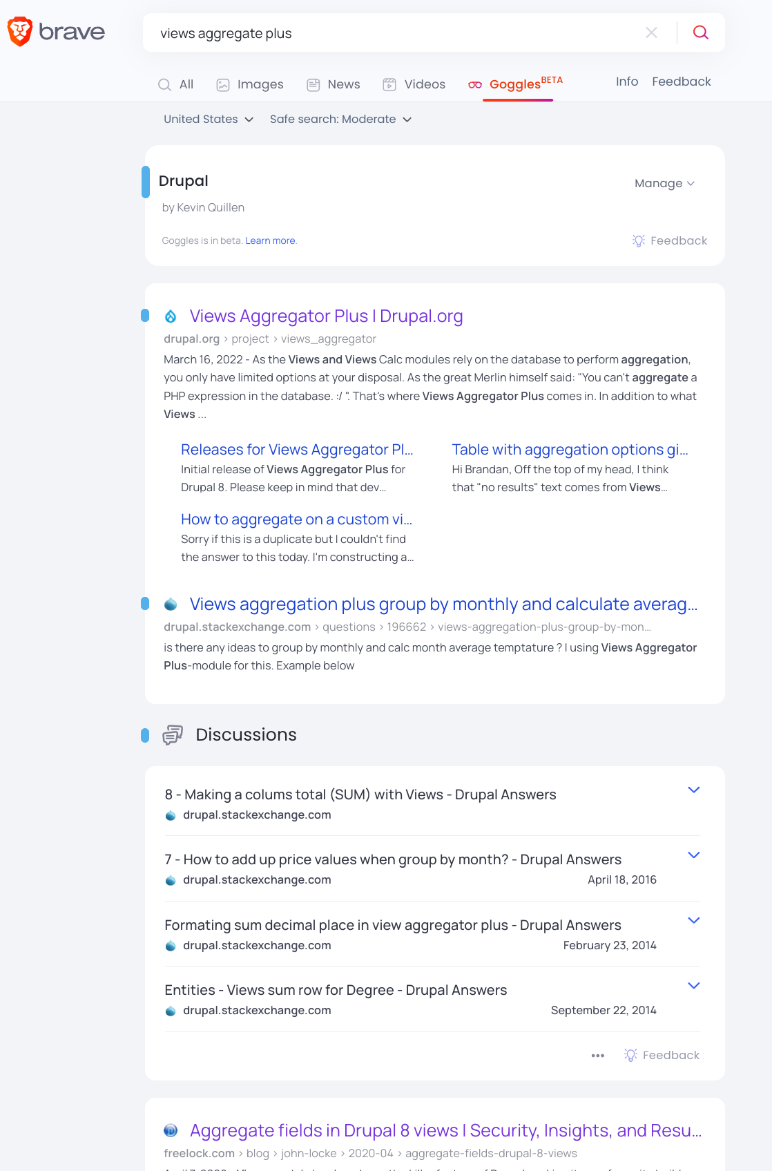 Introducing Drupal Goggles for Brave Search | kevinquillen.com